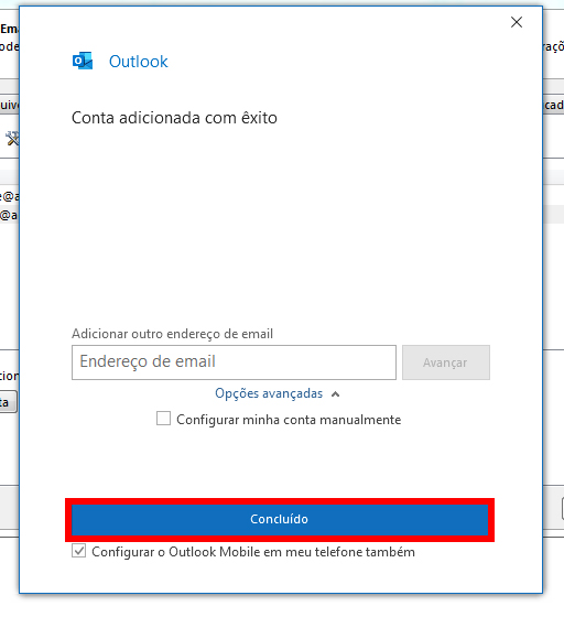 Configurar e-mail POP outlook 2016 - Web em Ação - Plataforma e-commerce